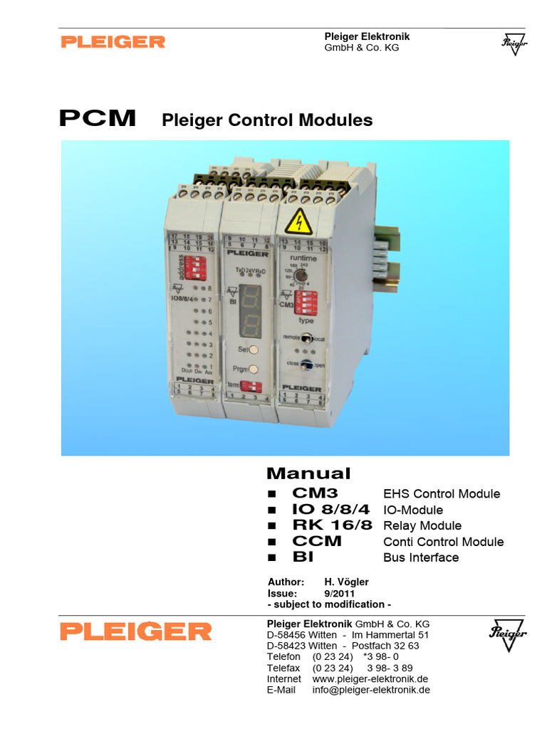 Pleiger PCM Manual | PDF | Fuse (Electrical) | Power Supply