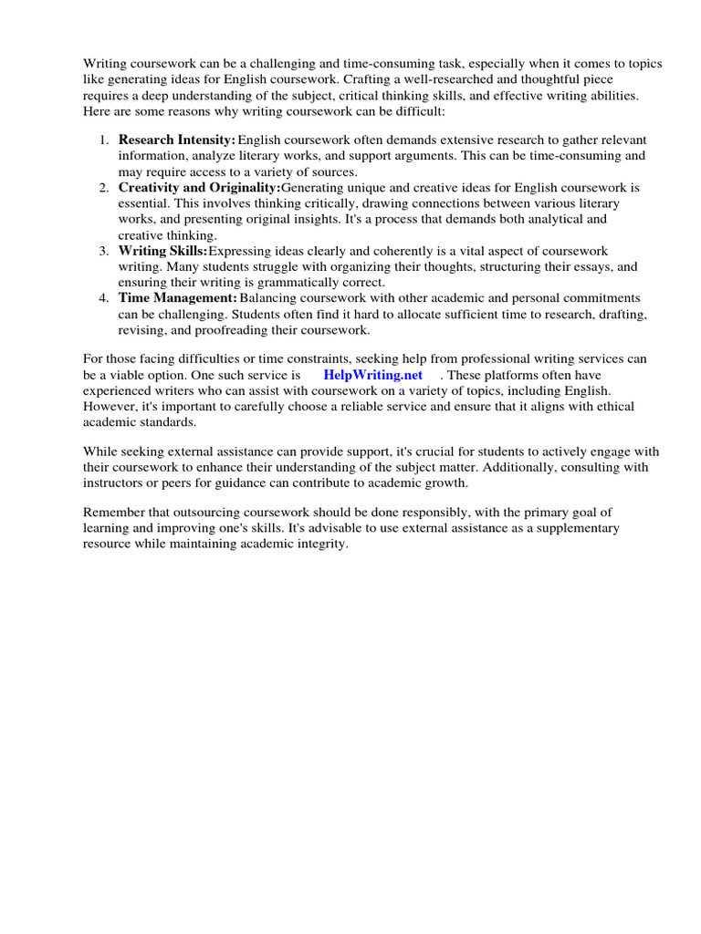 Ideas For English Coursework | PDF | Thought | Critical Thinking