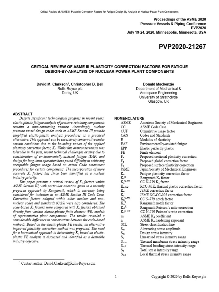 PVP2020-21267 Critical Review of Asme Iii Plasticity Correction Factors ...