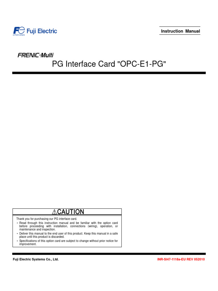 Fuji FRENICmulti PG Manual | PDF | Power Supply | Power Inverter