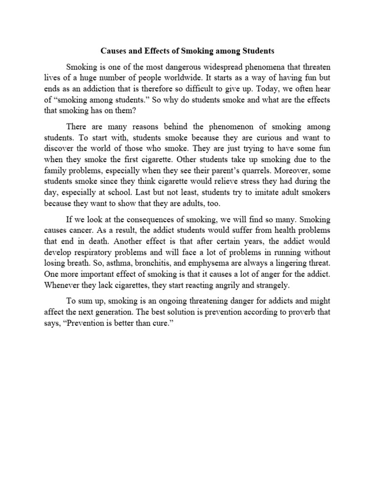 Causes and Effects of Smoking Among Students | PDF | Lifestyle