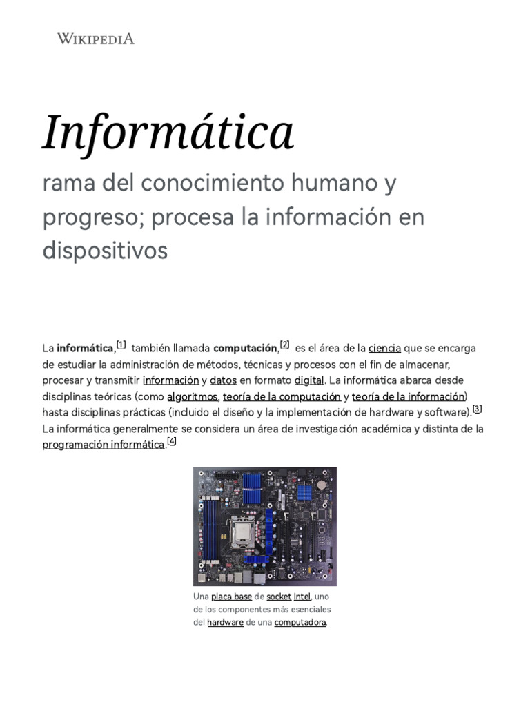 Historia y Evolución de la Informática | PDF | Informática | Ciencias ...