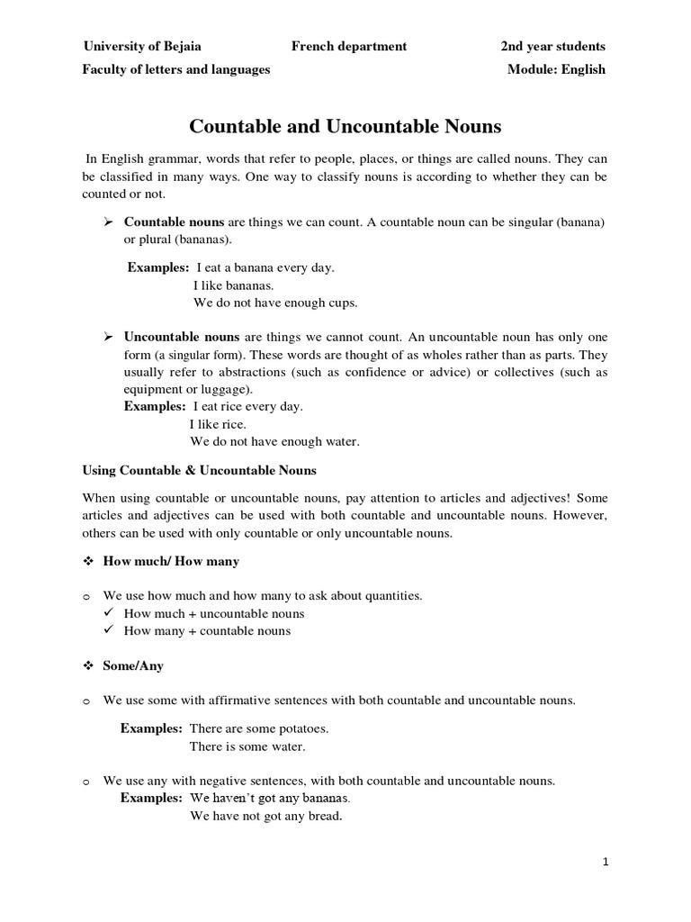 Uc/c Nouns | PDF | Noun | Grammatical Number