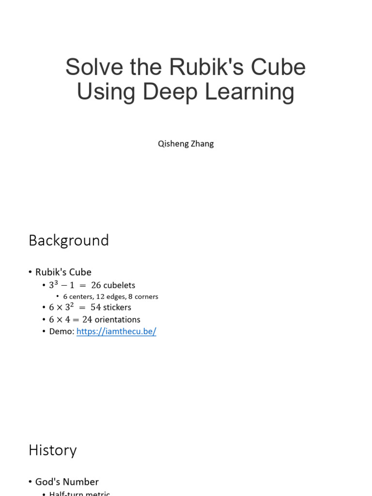 Deep Learning for Rubik's Cube Solvers | PDF | Teaching Methods & Materials | Home & Garden