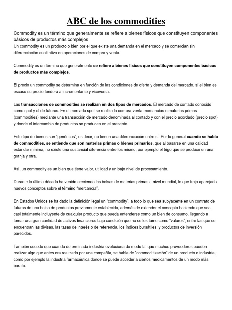 Commodities Que Son | PDF