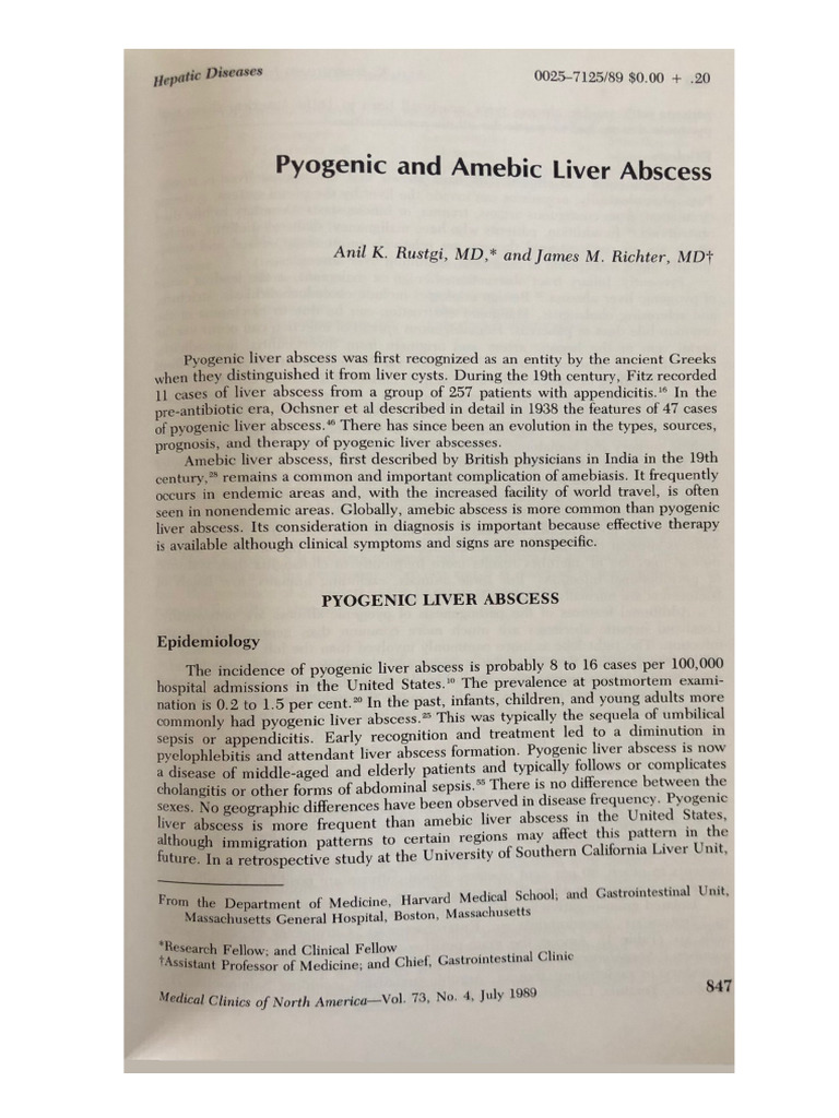 Pyogenic and Amebic Liver Abscess | PDF
