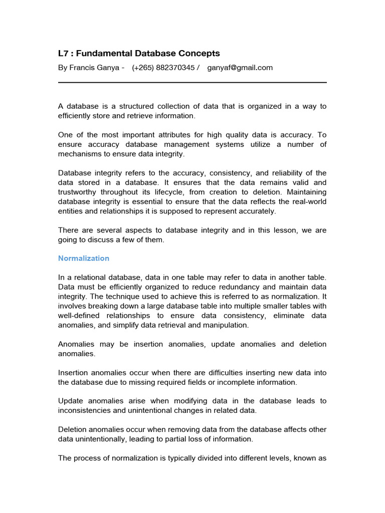 Fundamental Database Concepts | PDF | Relational Database | Computing