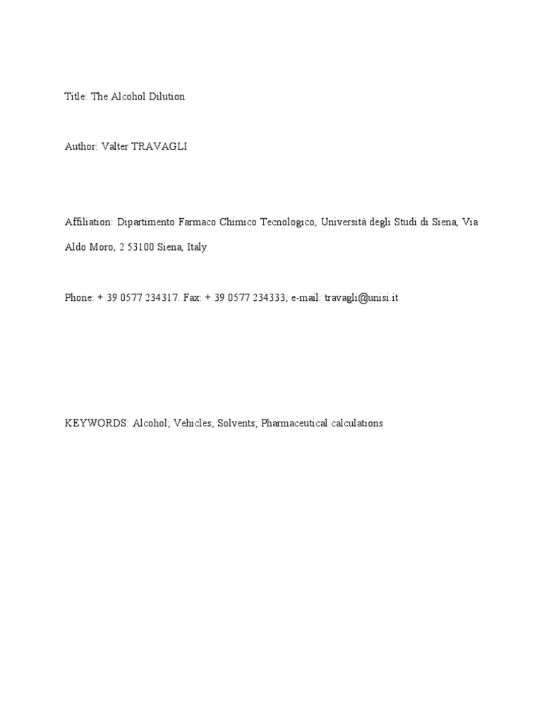 Alcohol Dilution Calculations Guide | PDF | Ethanol | Chemistry
