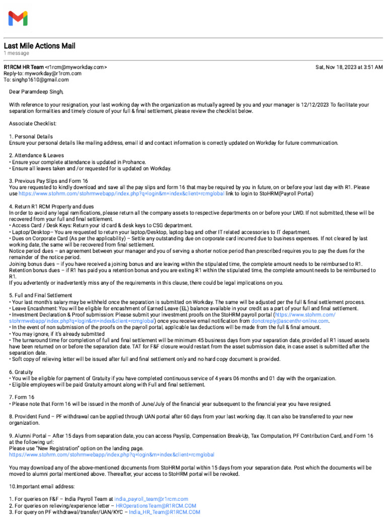Gmail - Last Mile Actions Mail | PDF | Payroll Tax | Payments