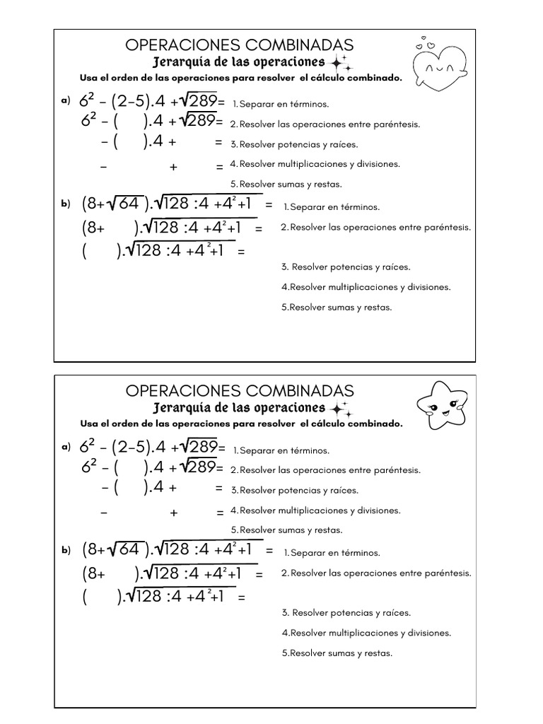Ejercicios de operaciones combinadas | PDF