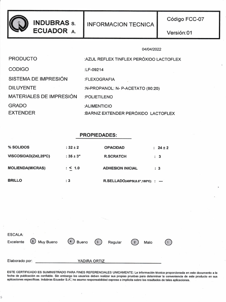 Azul Reflex Tinflex Peróxdo Lactoflex LF-09214 | PDF