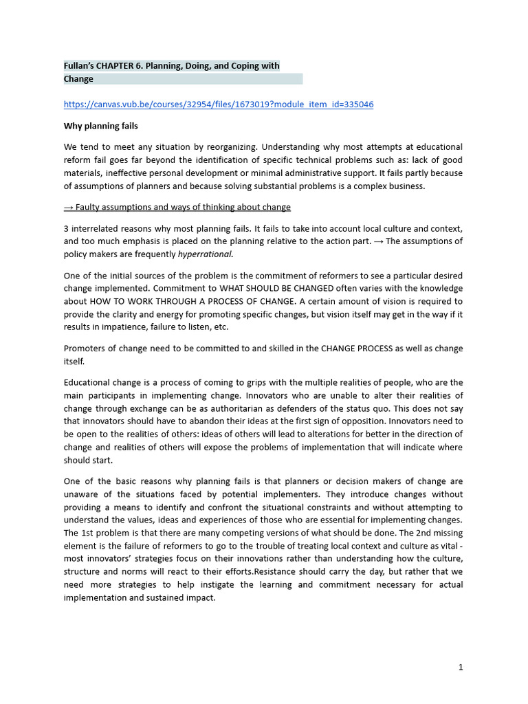 SHARED WEEK 9. Planning, Doing, and Coping With Change | PDF ...