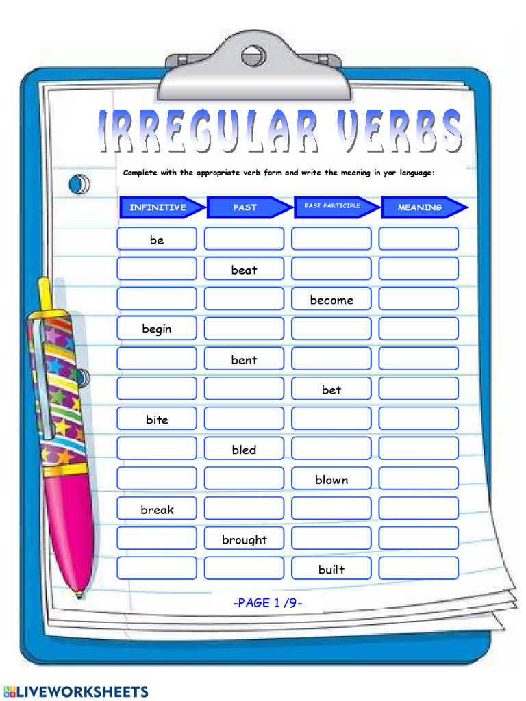 Irregular Verbs Excercise | PDF