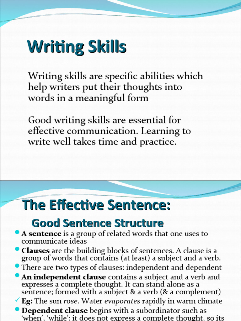 Writing Skills | PDF