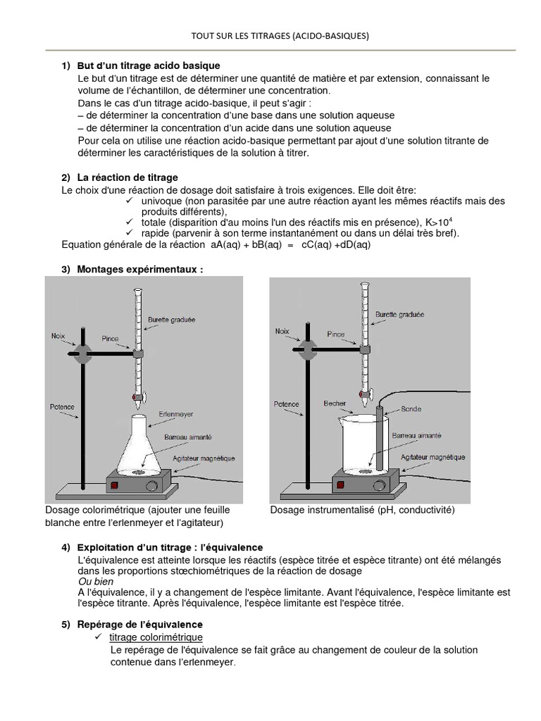 Fiche Titrage-Dosage | PDF