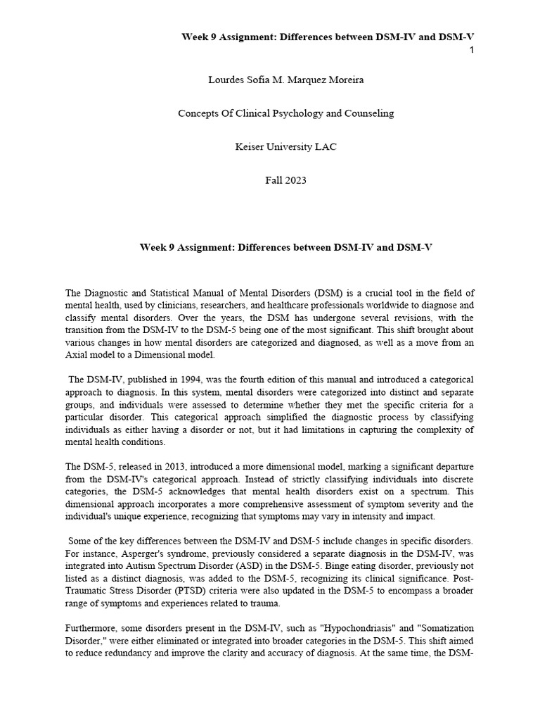 DSM IV and DSM V Differences | PDF | Diagnostic And Statistical Manual ...