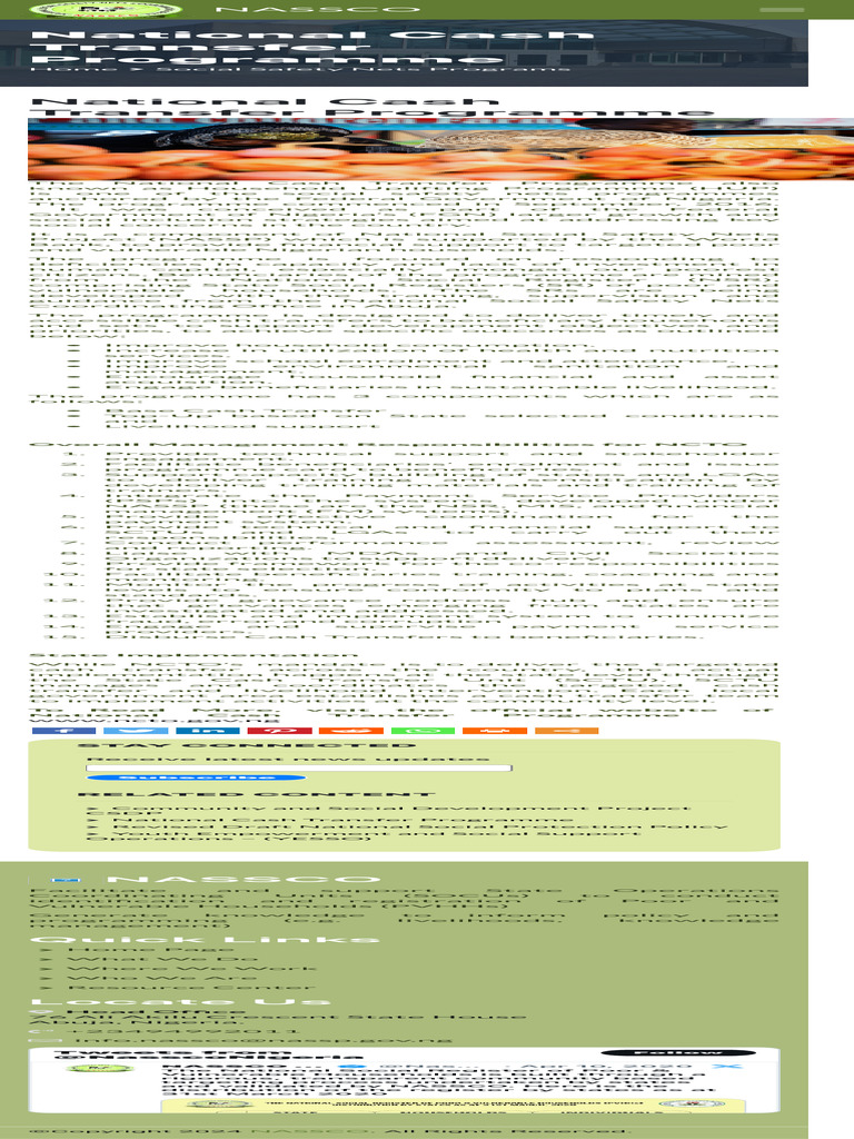 National Cash Transfer Programme NASSCO 2 | PDF | Economies