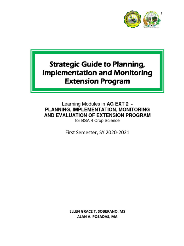 Planning, Implementation, Monitoring and Evaluation of Extension ...