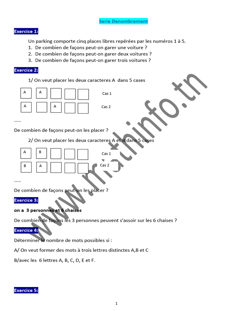 Exercices de dénombrement et combinaisons | PDF