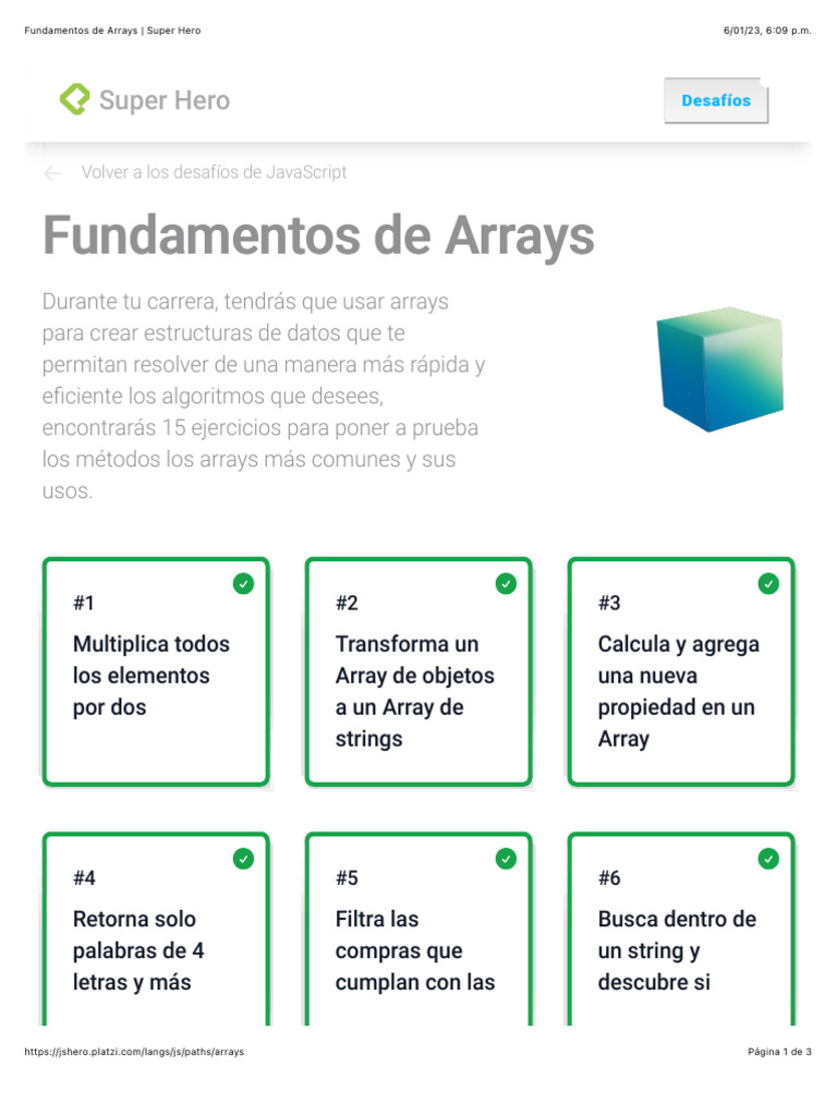 Fundamentos de Arrays - Super Hero | PDF | Algoritmos | Informática teórica Fundamentos de Arrays - Super Hero | PDF | Algoritmos | Informática teórica