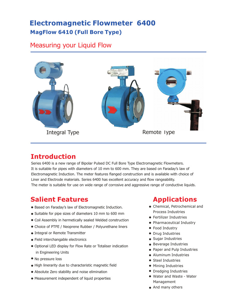 MagFlow 6410 | PDF | Flow Measurement | Electromagnetic Induction
