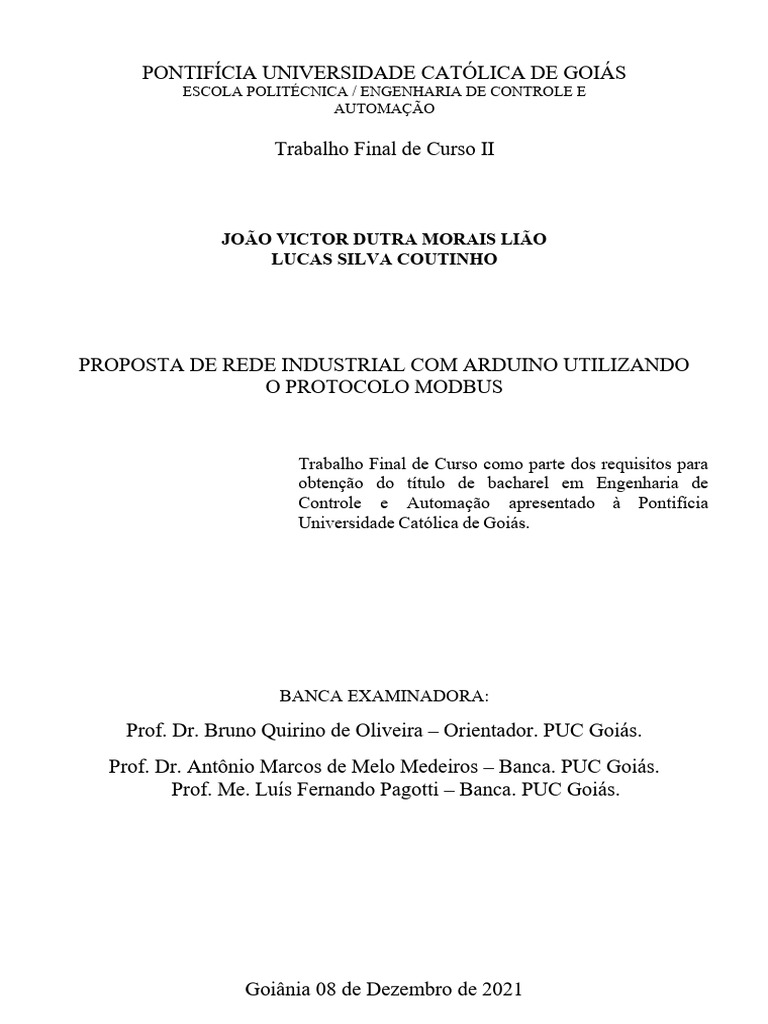 TCC2 Oficial Joao e Lucas Final - BRQ | PDF | Arduino | Rede de computadores