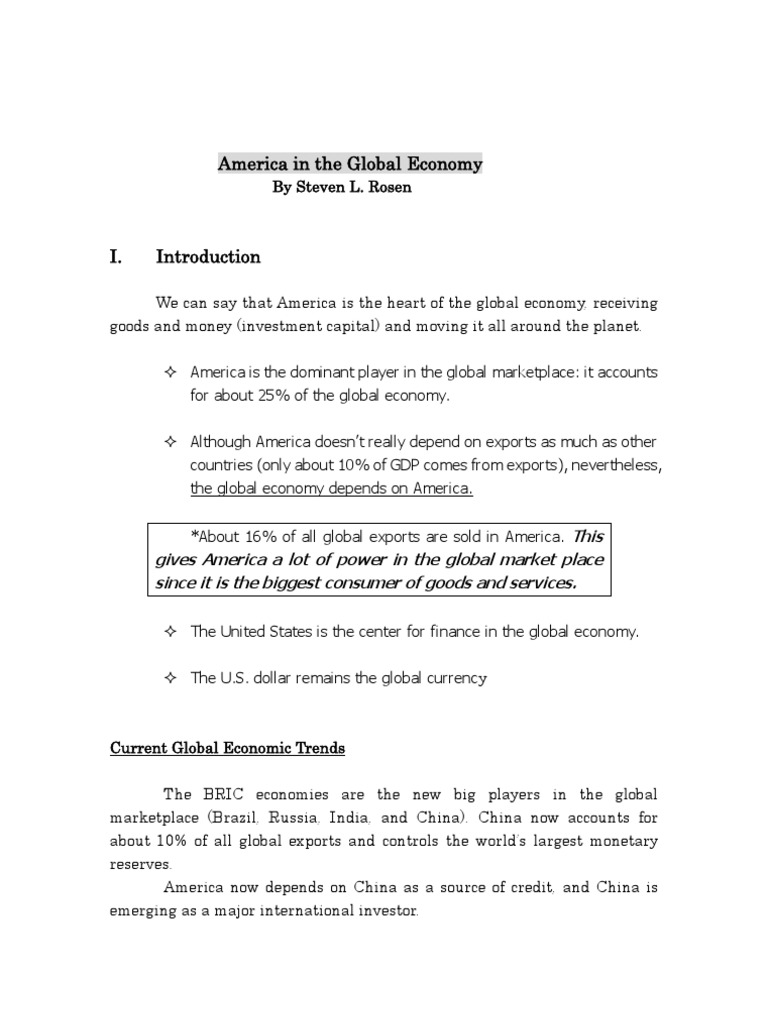 America's Role in Global Economy | PDF | Foreign Direct Investment ...