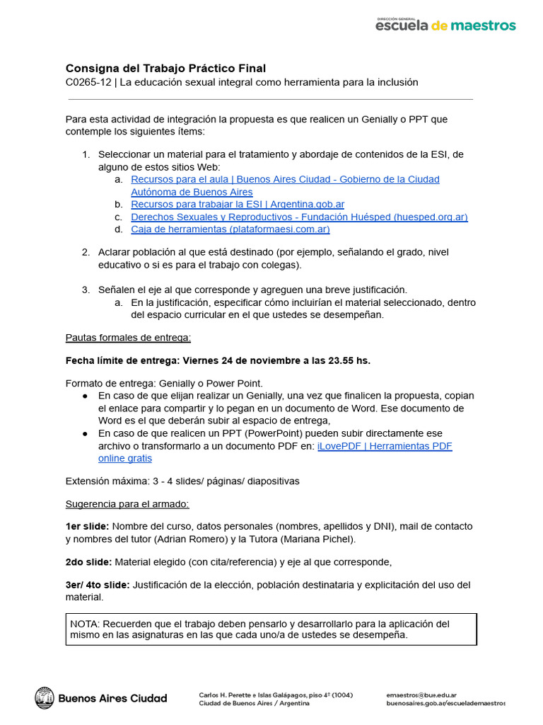 Consigna Del Trabajo Práctico Final | PDF