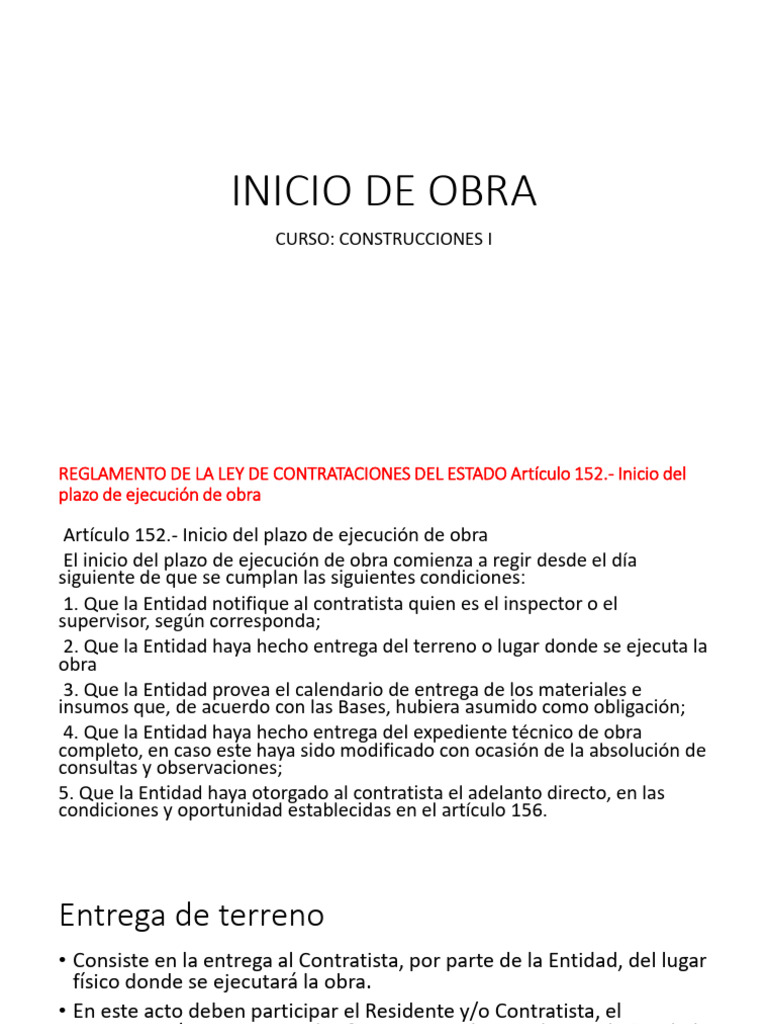 1 Inicio de Obra | PDF | Presupuesto