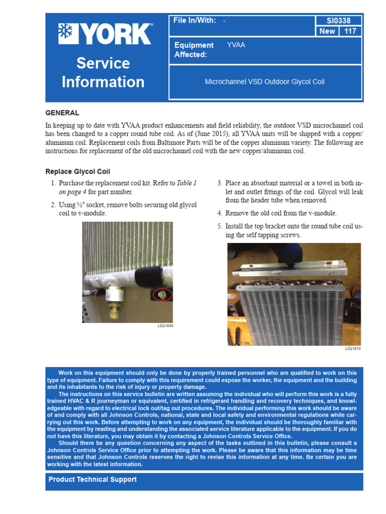 SI0338 Cambio de Radiadores YVAA Sistema Enfriamiento VSD | Download Free PDF | Pipe (Fluid ...