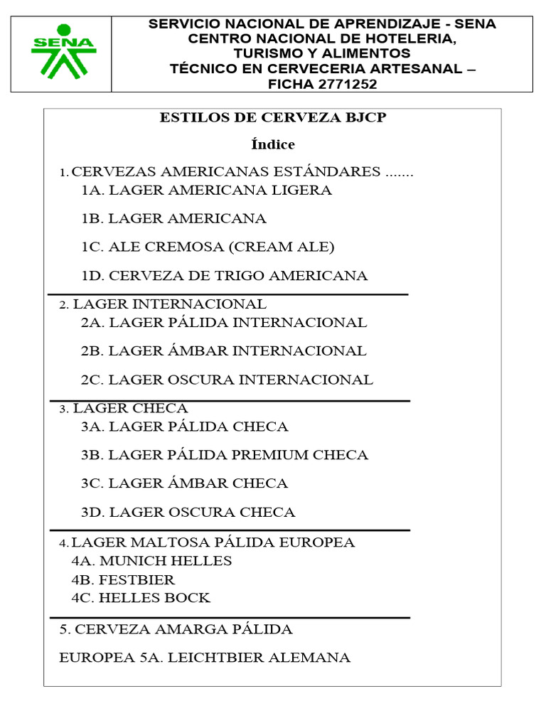 1-30 Plantilla BJCP Op. Todos Los Estilos Unico | PDF