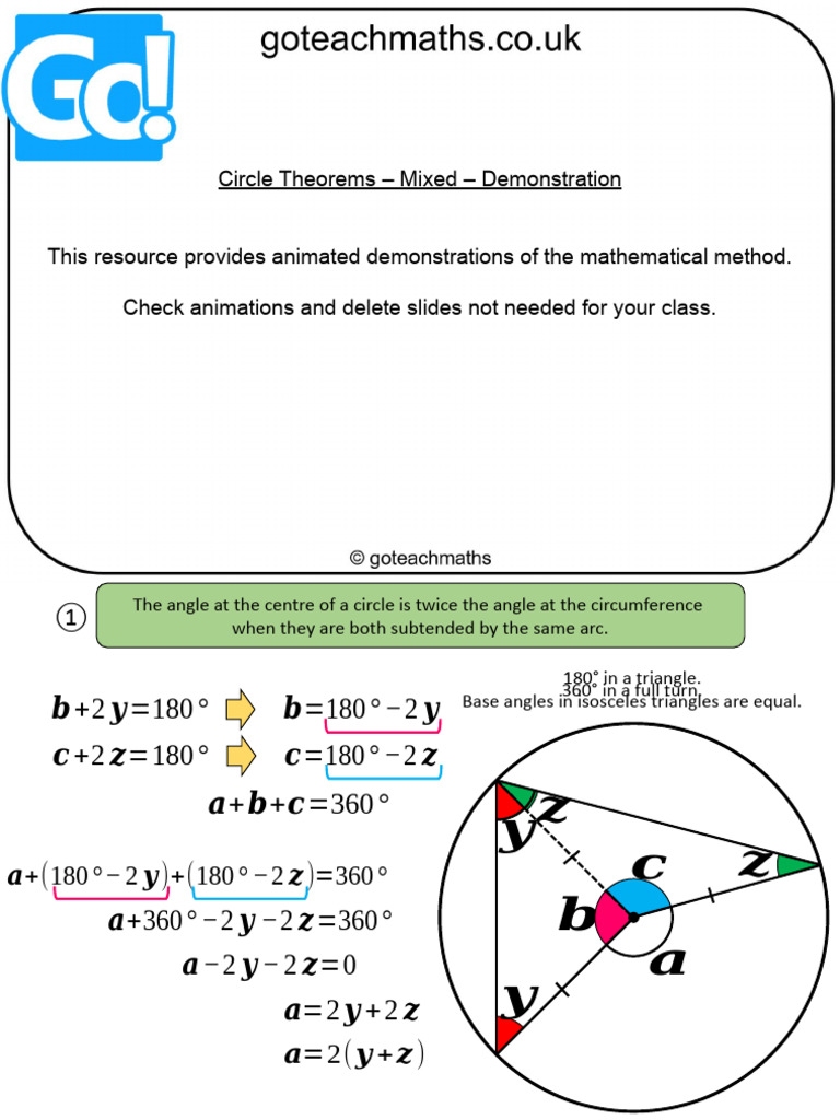 Circle Theorems Mixed Demonstration | PDF | Circle | Perpendicular