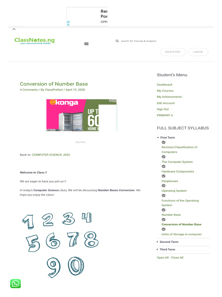 Number Base Conversion - Conversion of Number Base ClassNotes - NG ...
