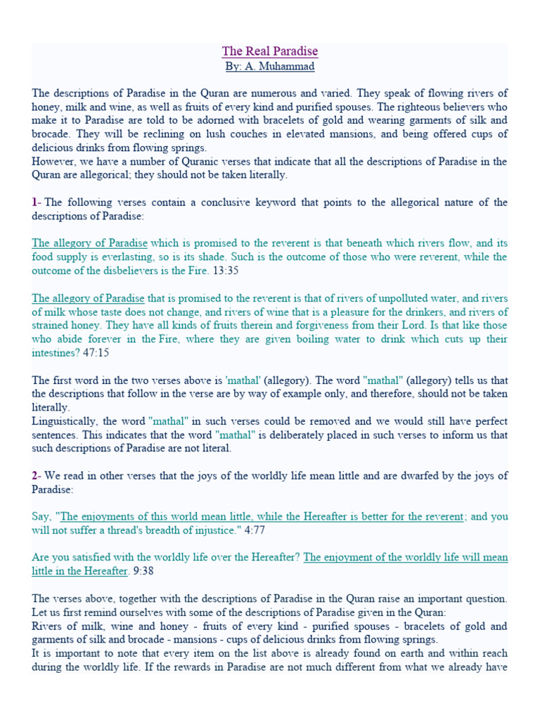 The Real Paradise | PDF | Heaven | Afterlife