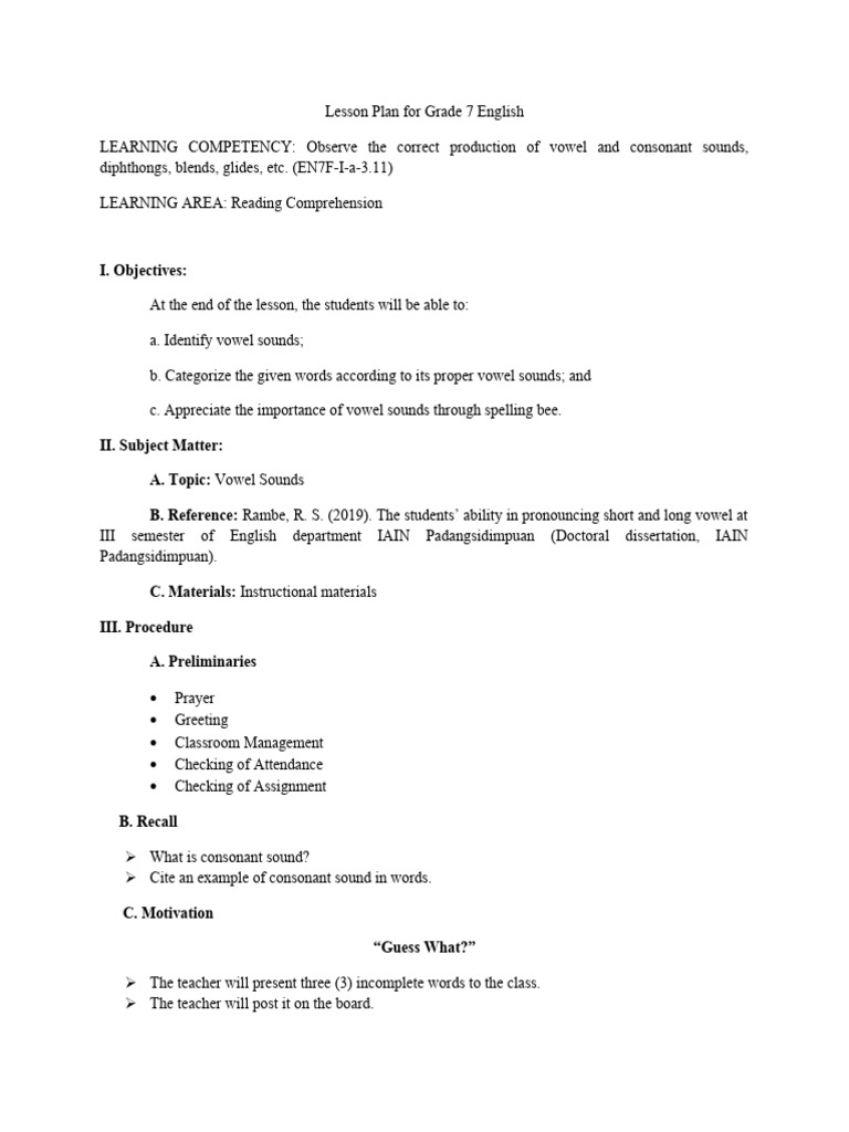 Grade 7 LP Standard Final | PDF | Linguistics | Phonetics