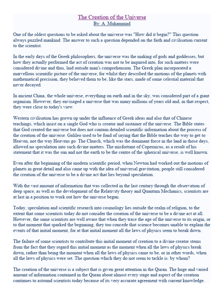 The Creation of The Universe | PDF | Universe | Orbit