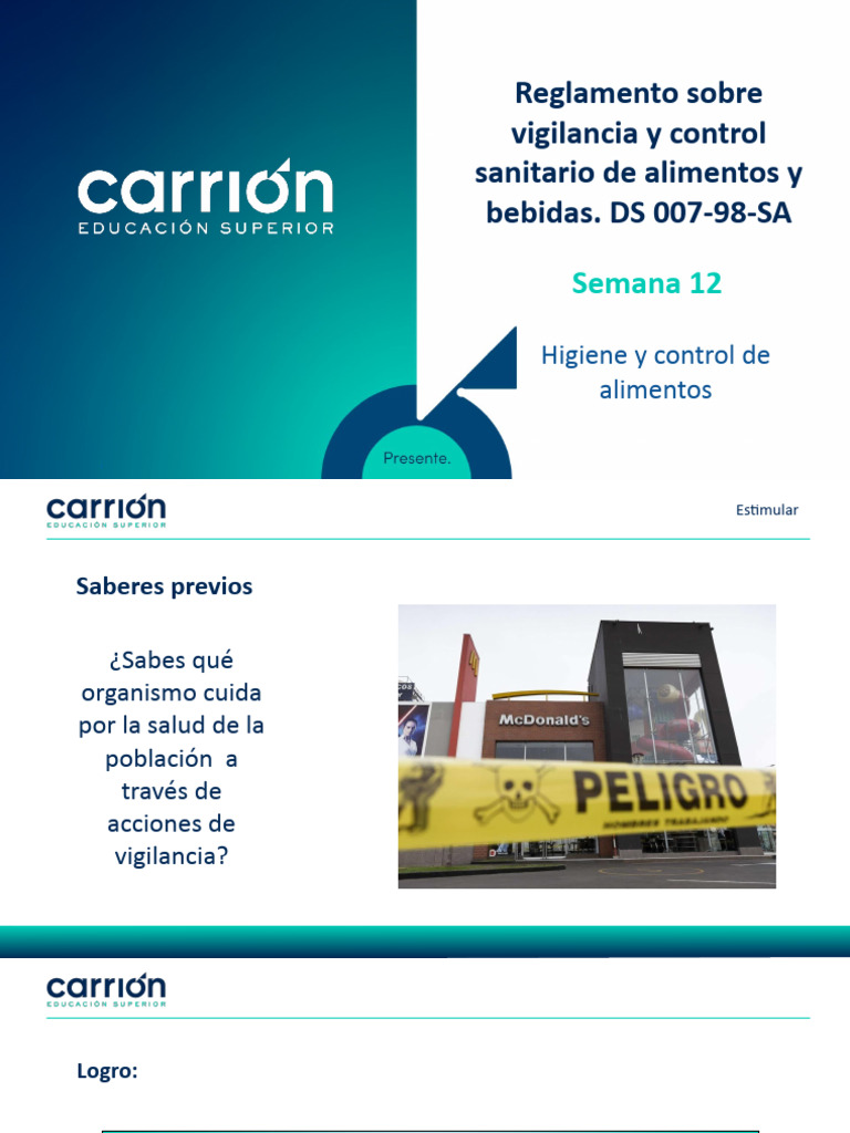 Reglamento Sanitario de Alimentos DS 007-98-SA | PDF | Alimentos | Agua