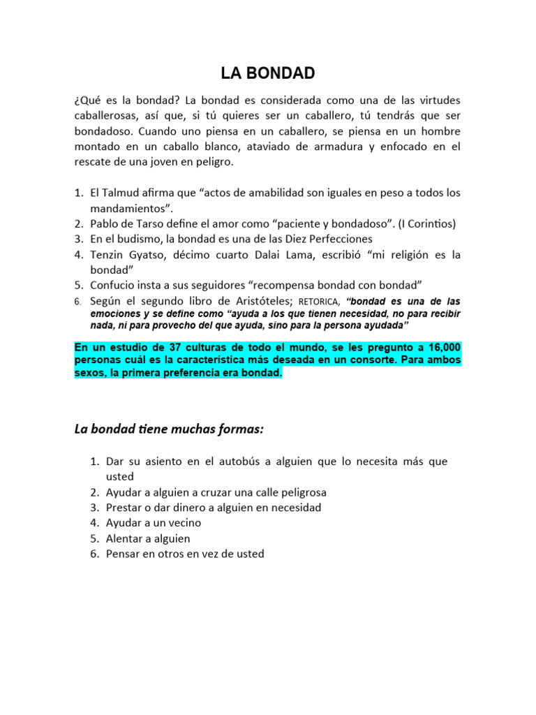 Material SOBRE EL VALOR DE LA BONDAD | PDF