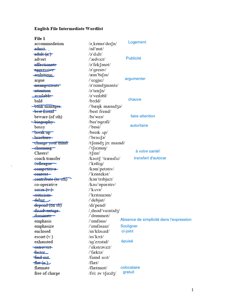 Oxford University Press Wordlist File Intermediate Vocabulary Level | PDF