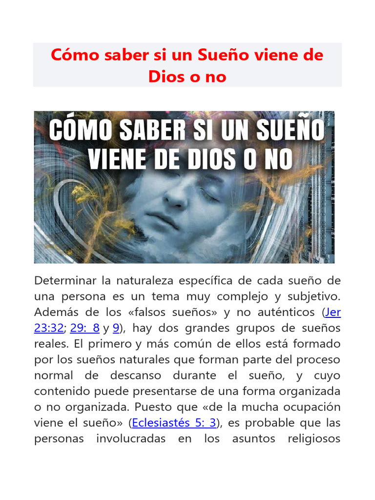 Cómo Saber Si Un Sueño Viene de Dios o No | PDF | Dios | Profeta