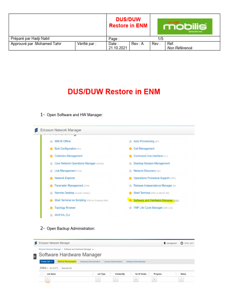DUS - DUW Restore With ENM | PDF