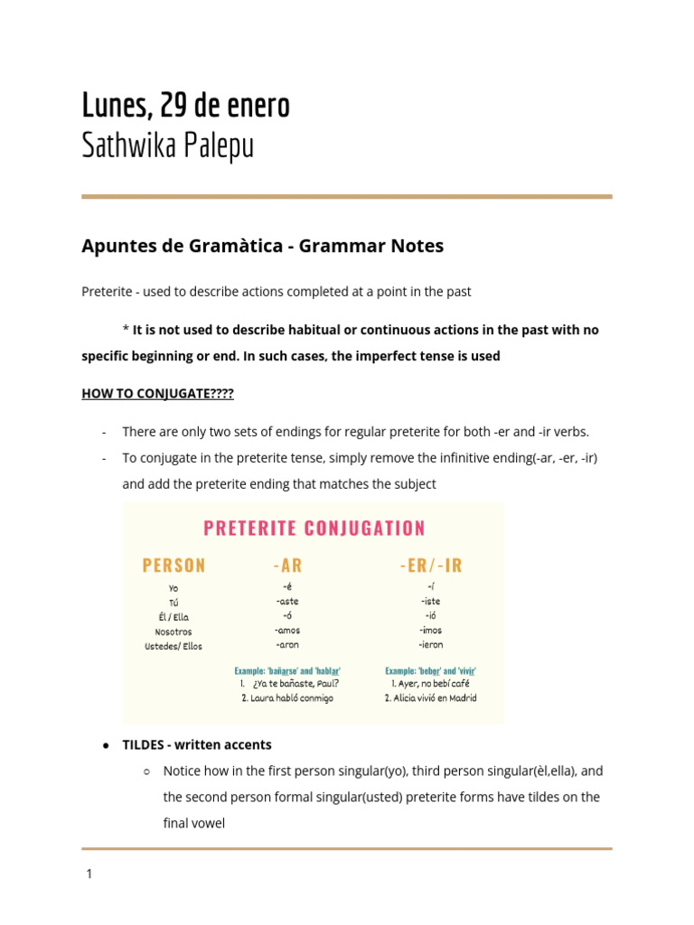 Spanish Grammar Notes | PDF | Grammatical Tense | Language Families