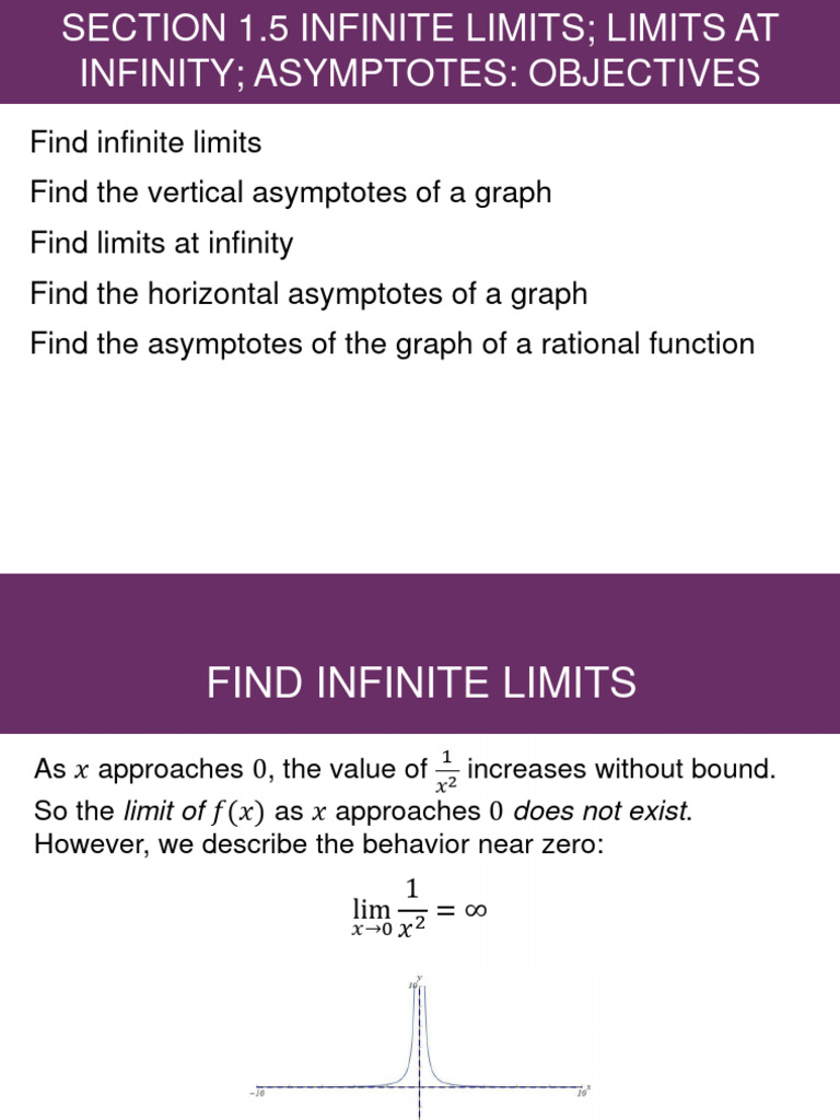 Infinite Limits and Asymptotes Explained | PDF