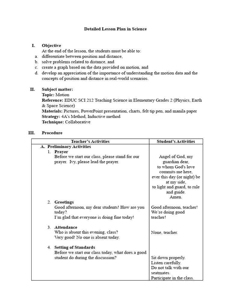 Detailed Lesson Plan in Science of APT | PDF | Velocity | Euclidean Vector