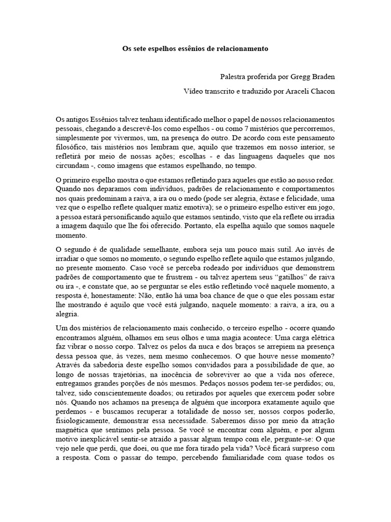 Gregg Braden - Os Sete Espelhos Essênios de Relacionamento | PDF | Vida ...