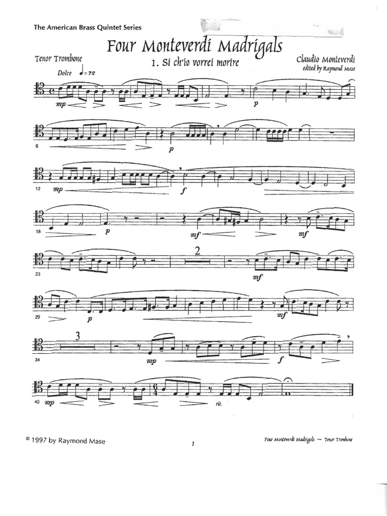 Four Monteverdi Madrigals - Bone | PDF