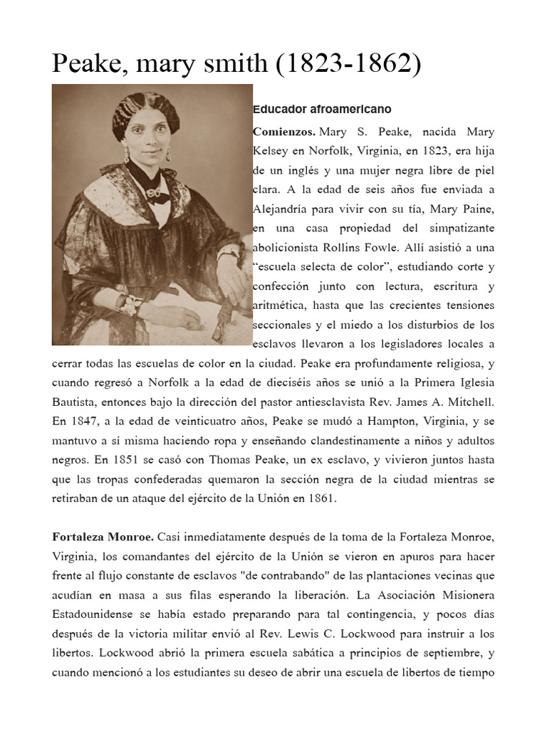 Mary Smith Peake (1823-1862 | PDF | Esclavitud | Virginia