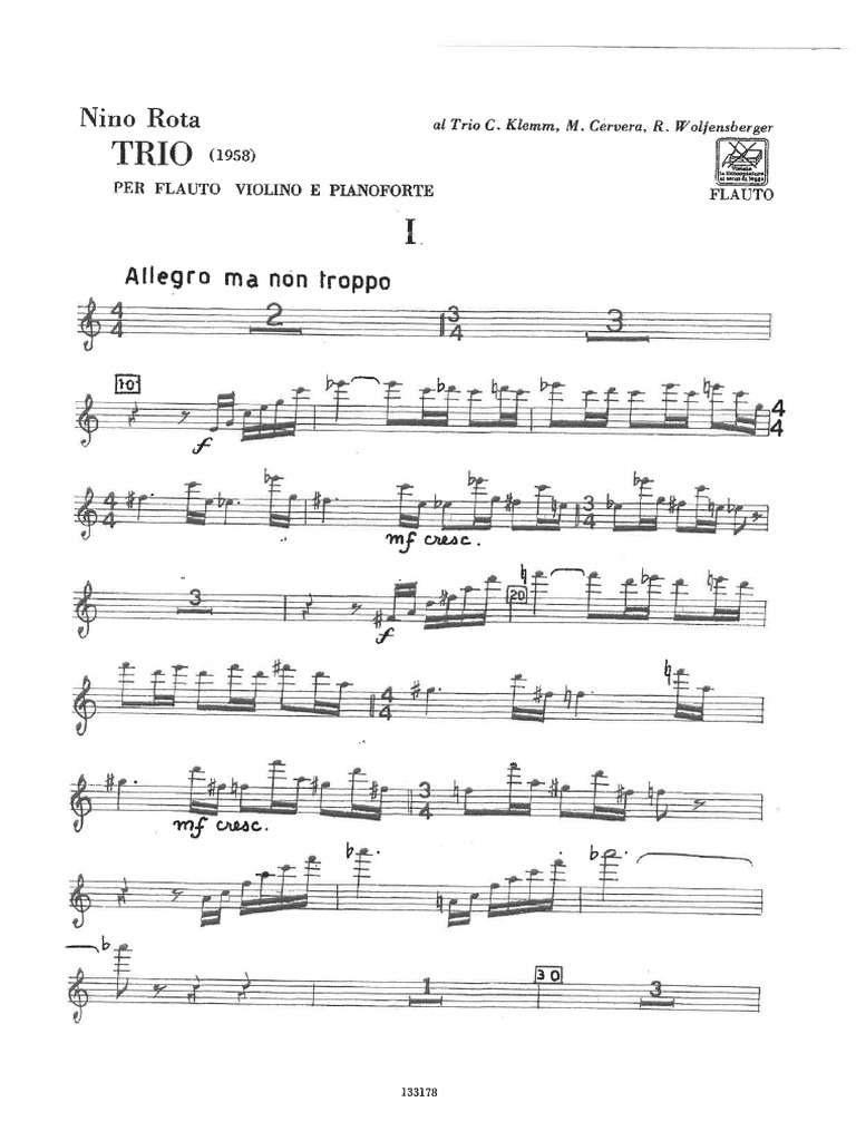 Flute Rota Trio 1st MVT | PDF