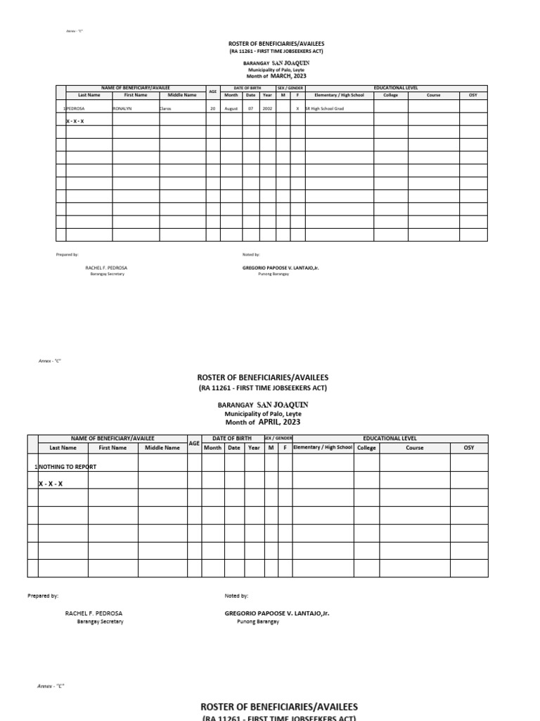 Worksheet 1st Time Job SKR | PDF