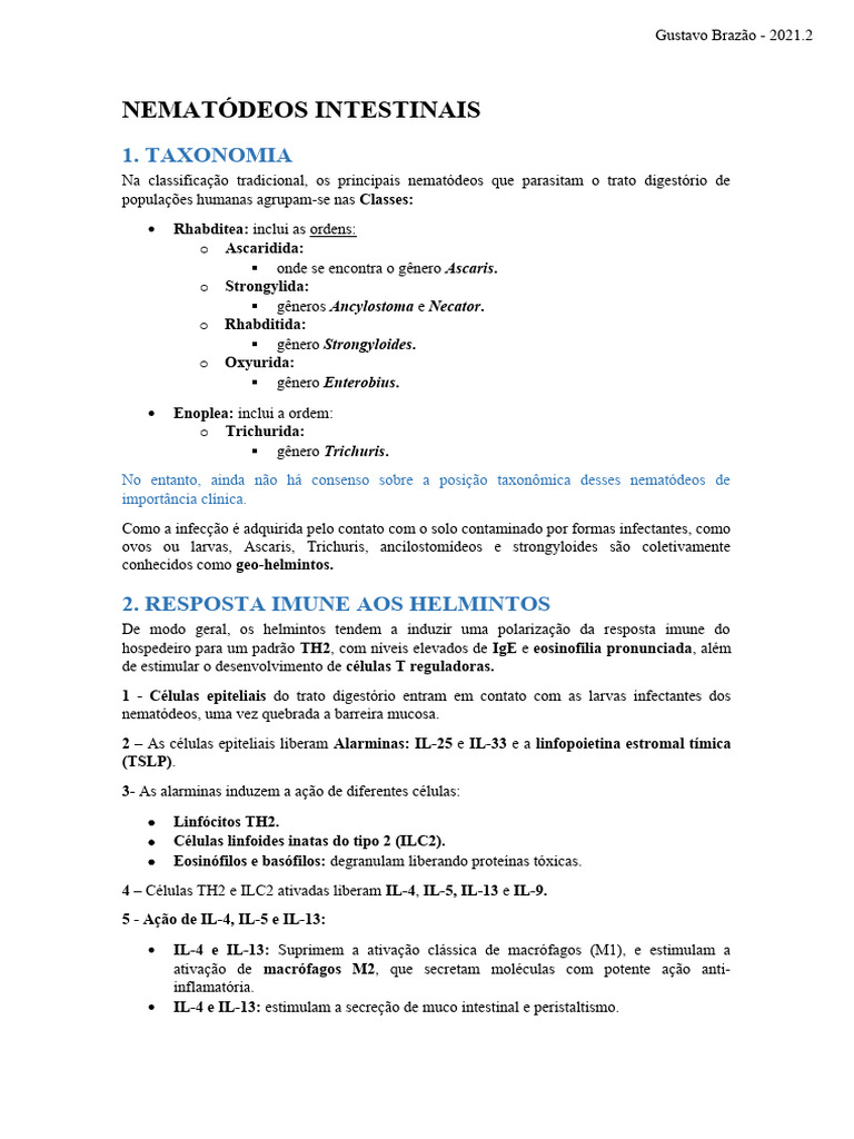 Nematódeos Intestinais | PDF | Doenças e distúrbios | Especialidades ...